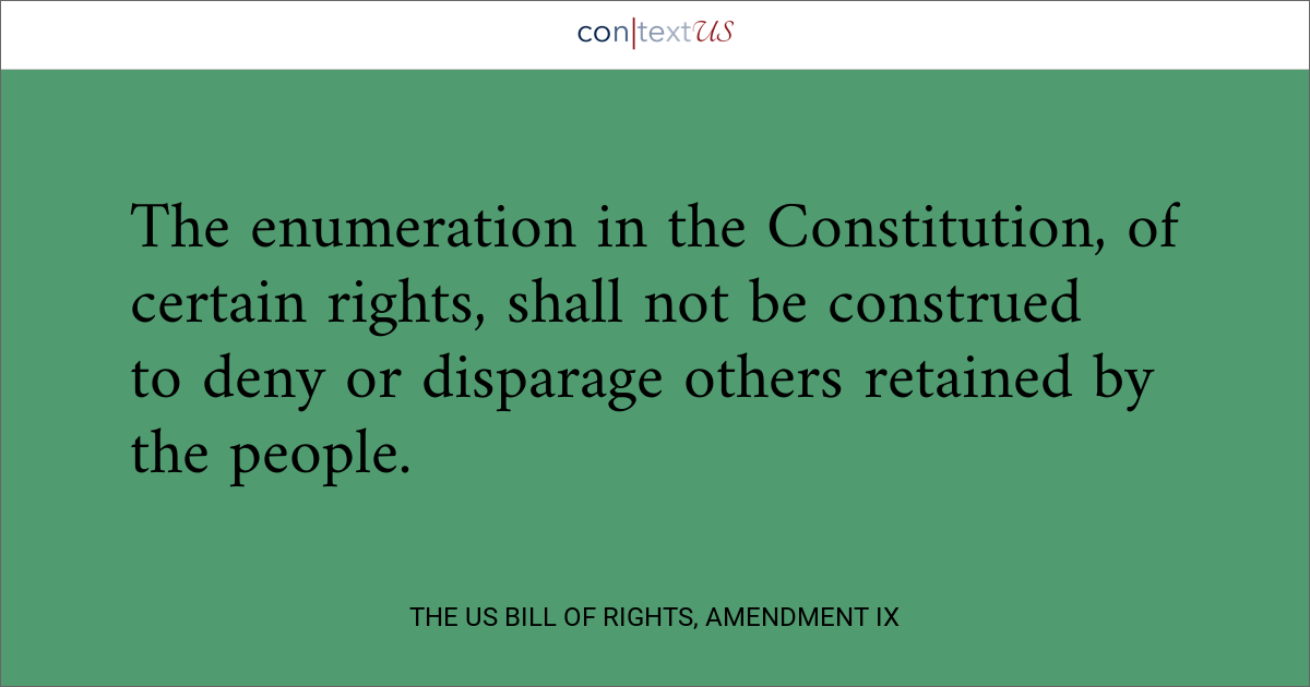The US Bill of Rights, Amendment IX
