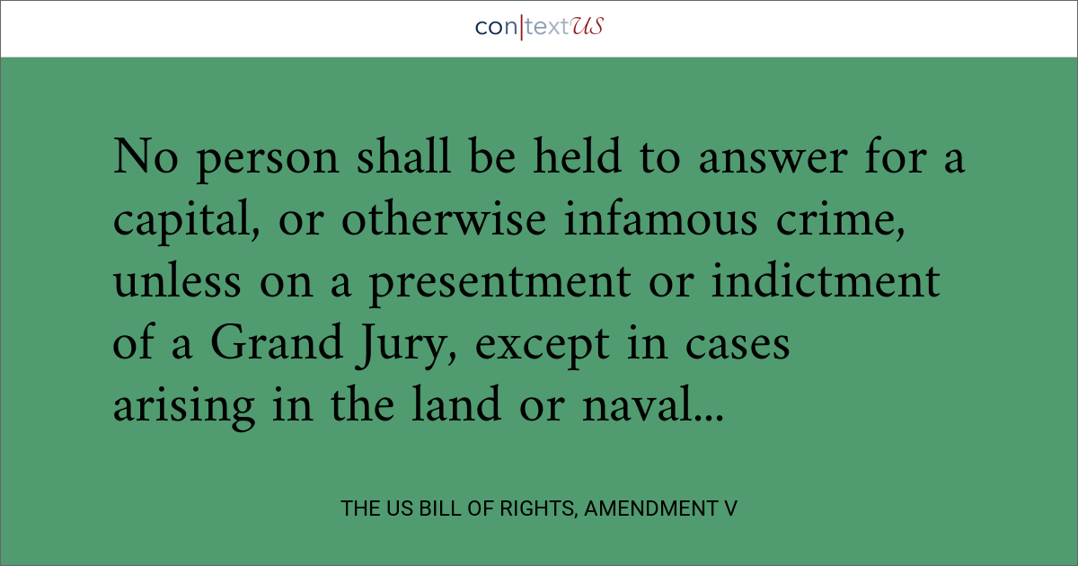 The US Bill of Rights, Amendment V