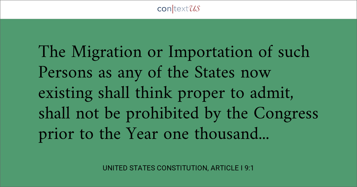 United States Constitution, Article I 9:1